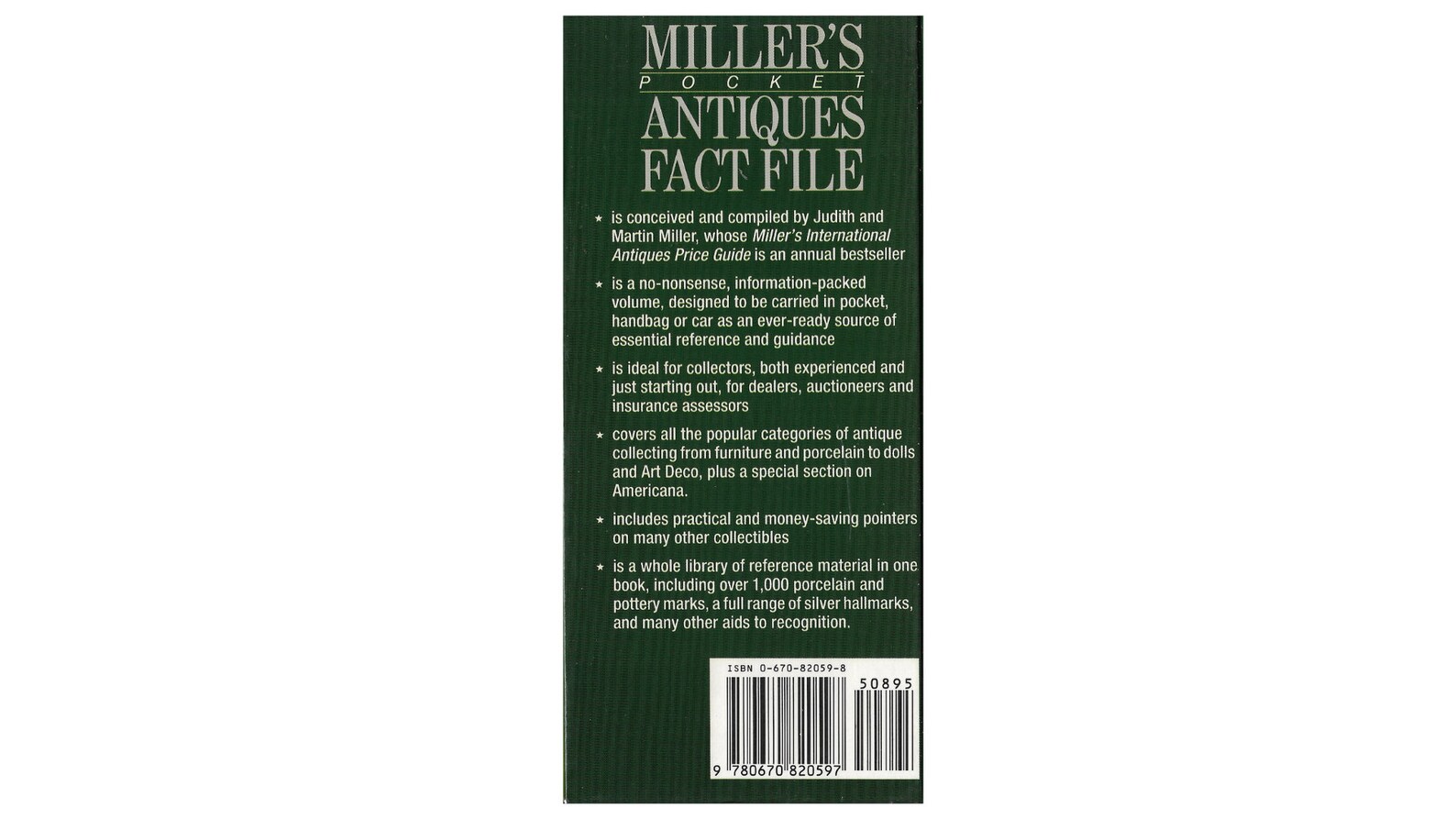 1988 Miller's Pocket Antiques Fact File by Judith and Martin Miller ...