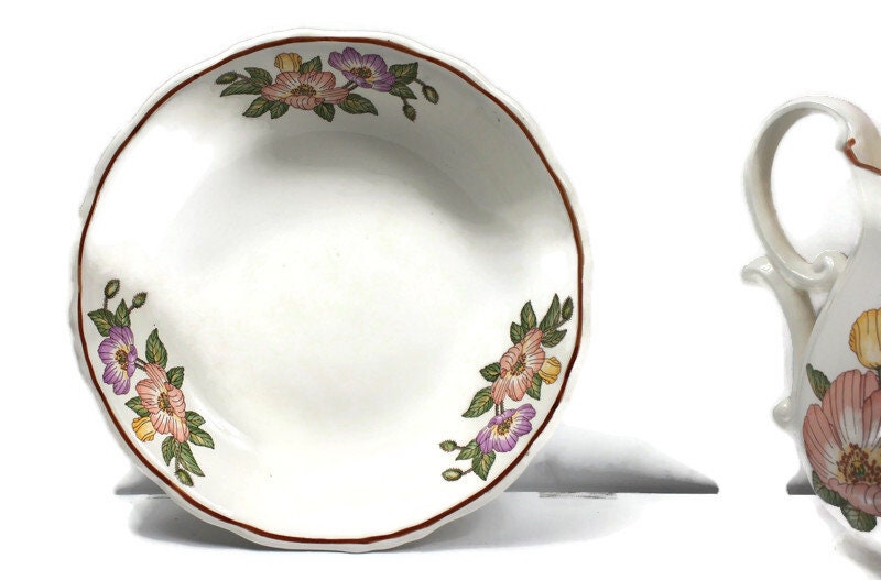 Antique Lady Angela Pottery Large Bowl and Pitcher - Etsy