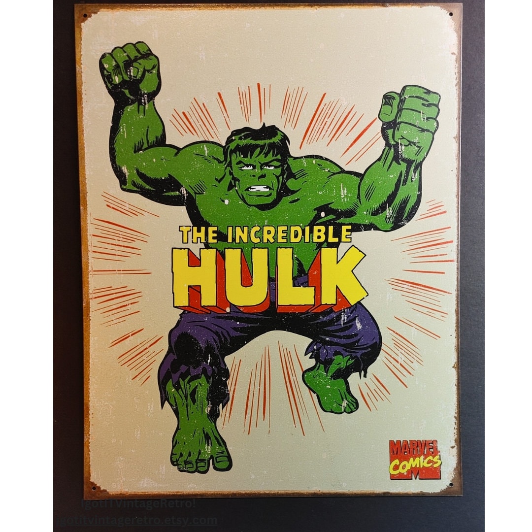 Marvel the Incredible Hulk Wall Art Decor Flat Tin Metal Sign - Etsy