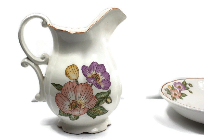 Antique Lady Angela Pottery Large Bowl and Pitcher - Etsy