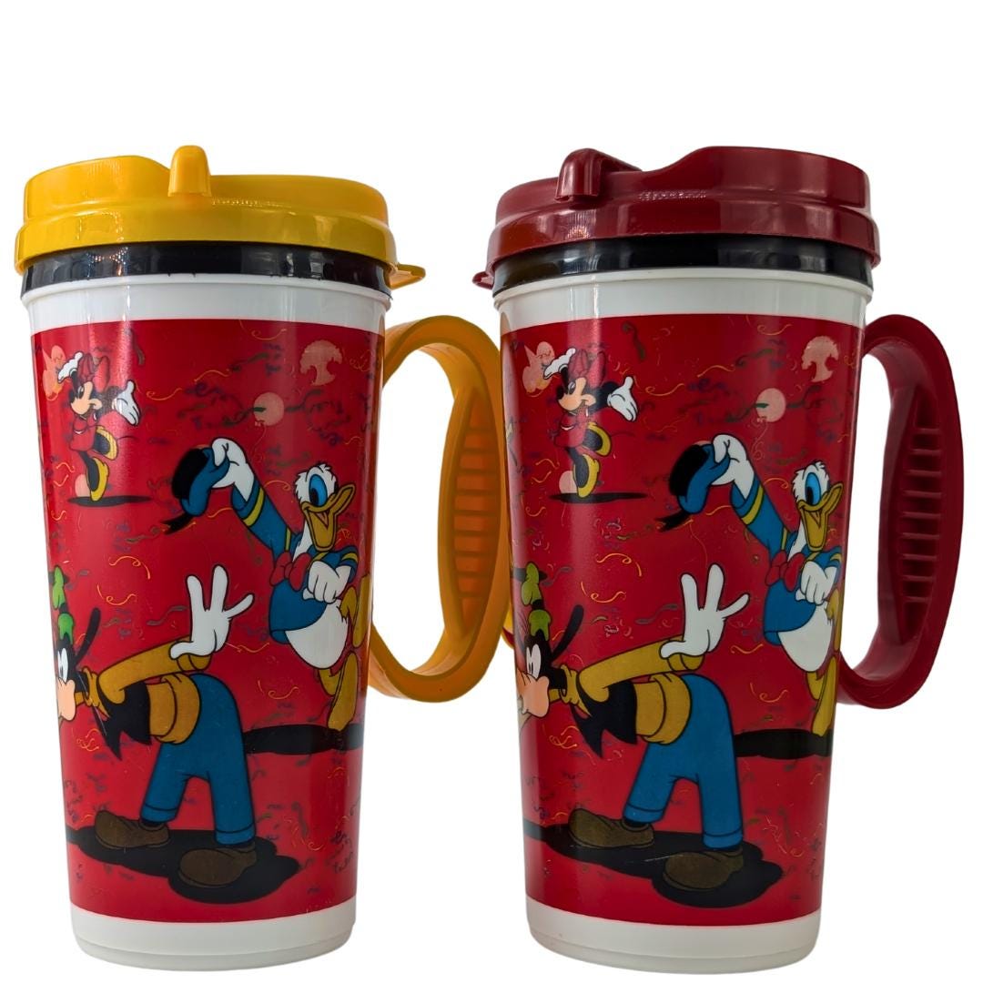 Disney Tumbler Coke Whirled Mickey Minnie Donald Goofy Travel Coffee ...