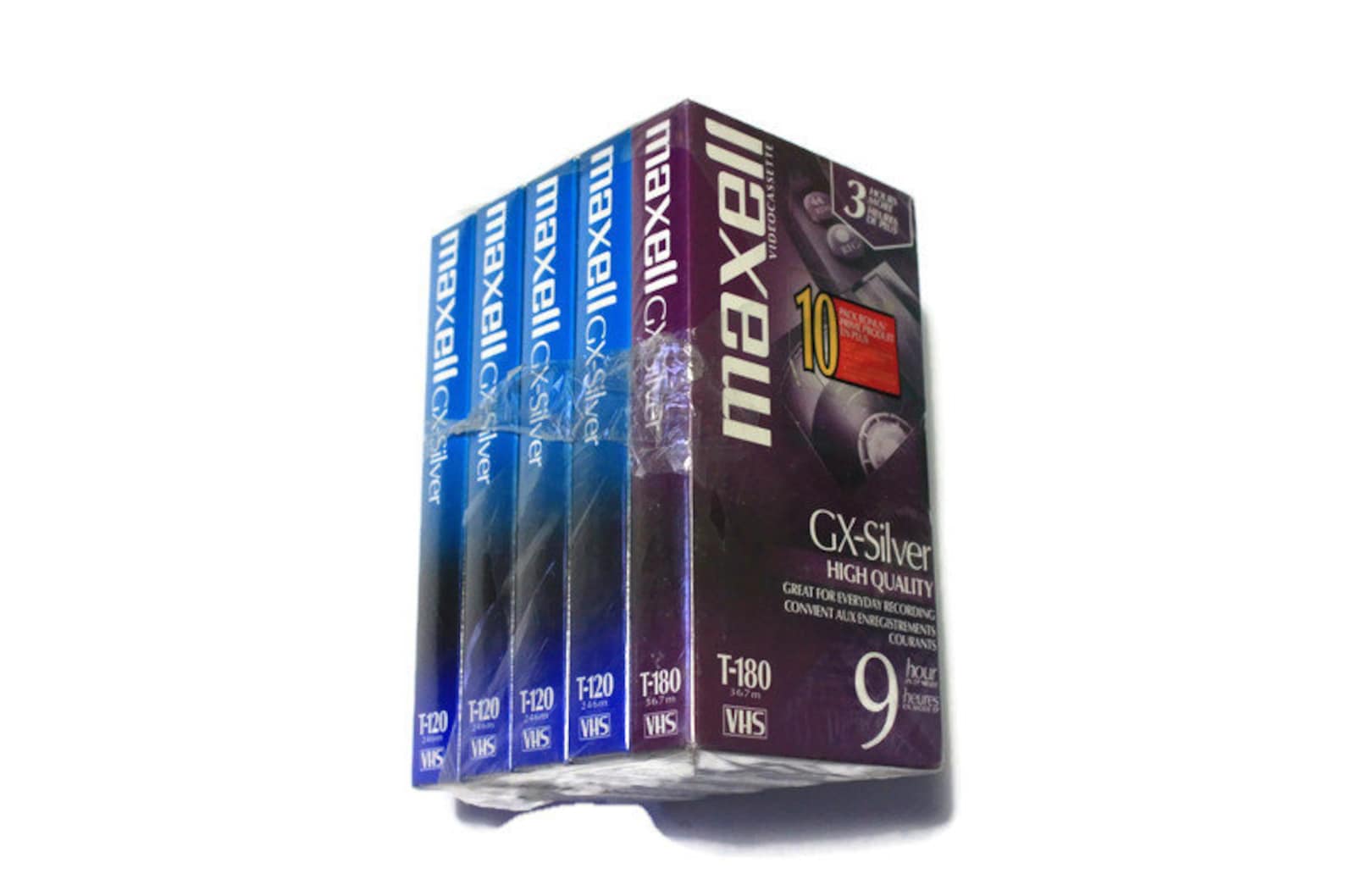 Maxell T-120 Blank VHS Video Cassette Pack of 3 Gx-silver High-quality ...
