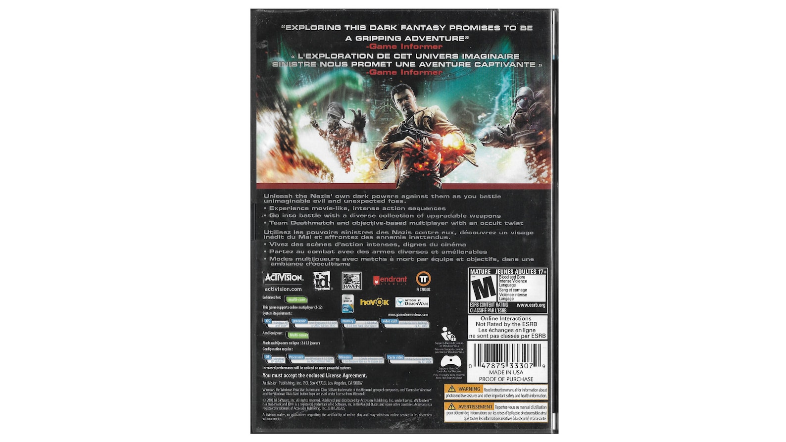 Wolfenstein Game 2009 PC DVD Game and Bulletstorm Limited Edition New ...