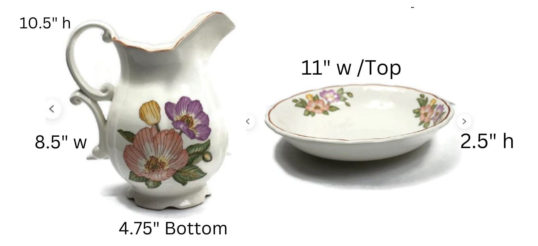 Antique Lady Angela Pottery Large Bowl and Pitcher - Etsy