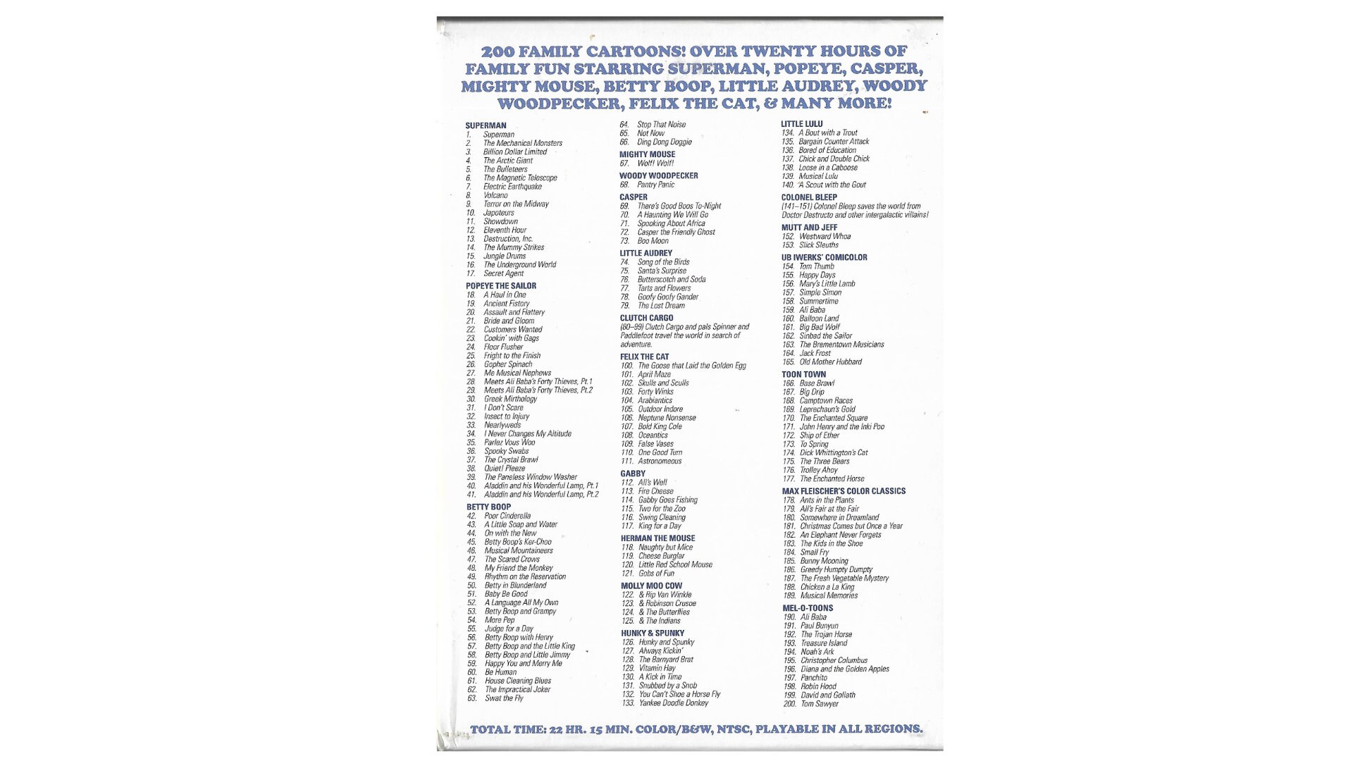 Ultimate 150 Cartoon Festival DVD , Ultimate Popeye DVD 19 Classic ...