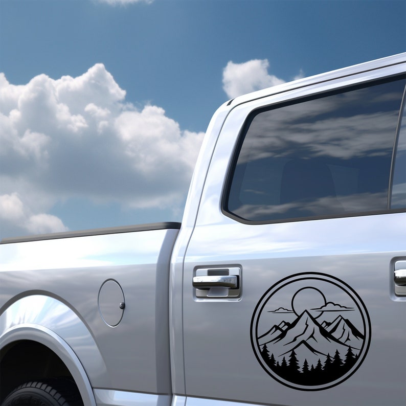 Mountain Wall Decal, Woodland Forest Graphic, Nature Scene Decal ...