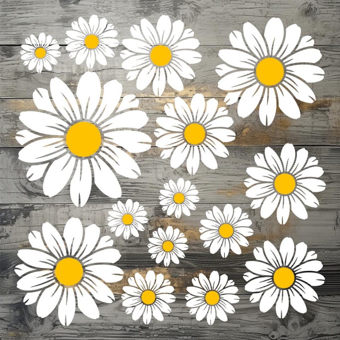 Set of 15 Daisies Decals, Daisy Flower, Daisy Sticker for Jeep, Outdoor ...