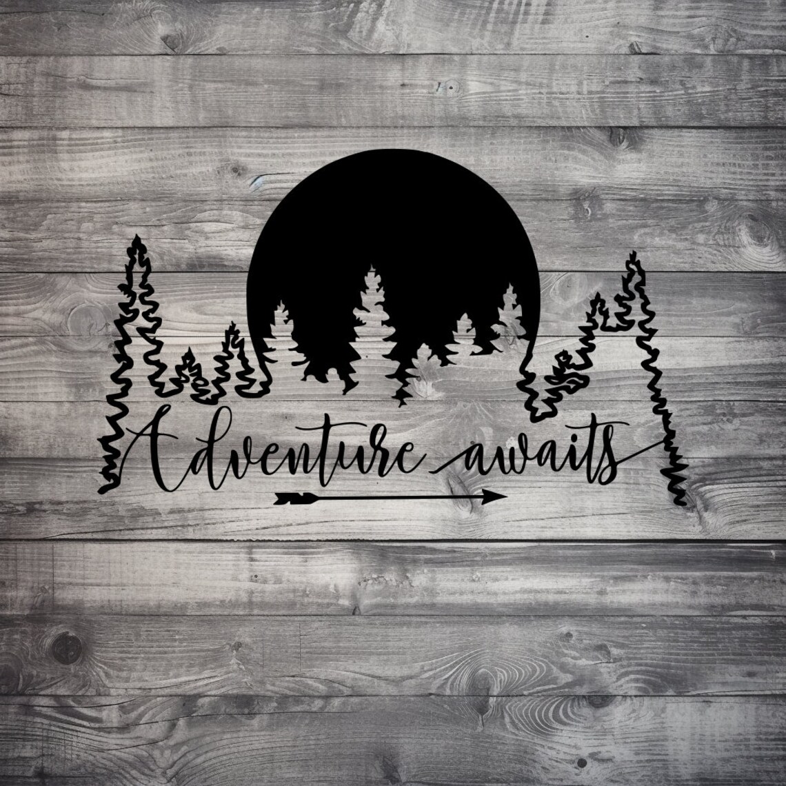 Moon With Trees Decal, Pine Trees iPad Decal, Decal, Laptop Decal, Door ...