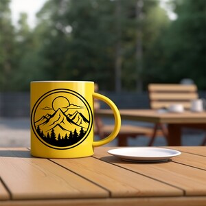 Mountain Wall Decal, Woodland Forest Graphic, Nature Scene Decal ...