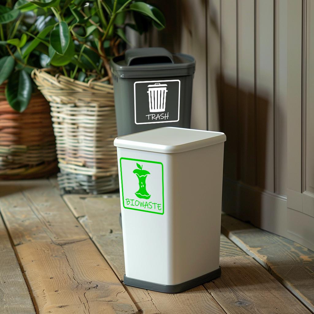 Trash, Recycling, Biowaste Decals | Waste Bin Labels, Recycle, Organics ...