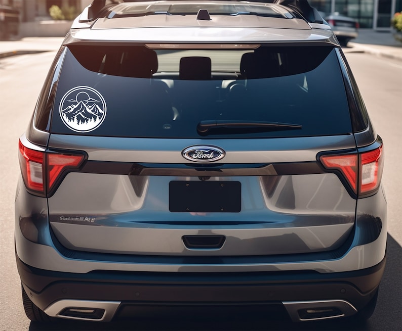 Mountain Wall Decal, Woodland Forest Graphic, Nature Scene Decal ...