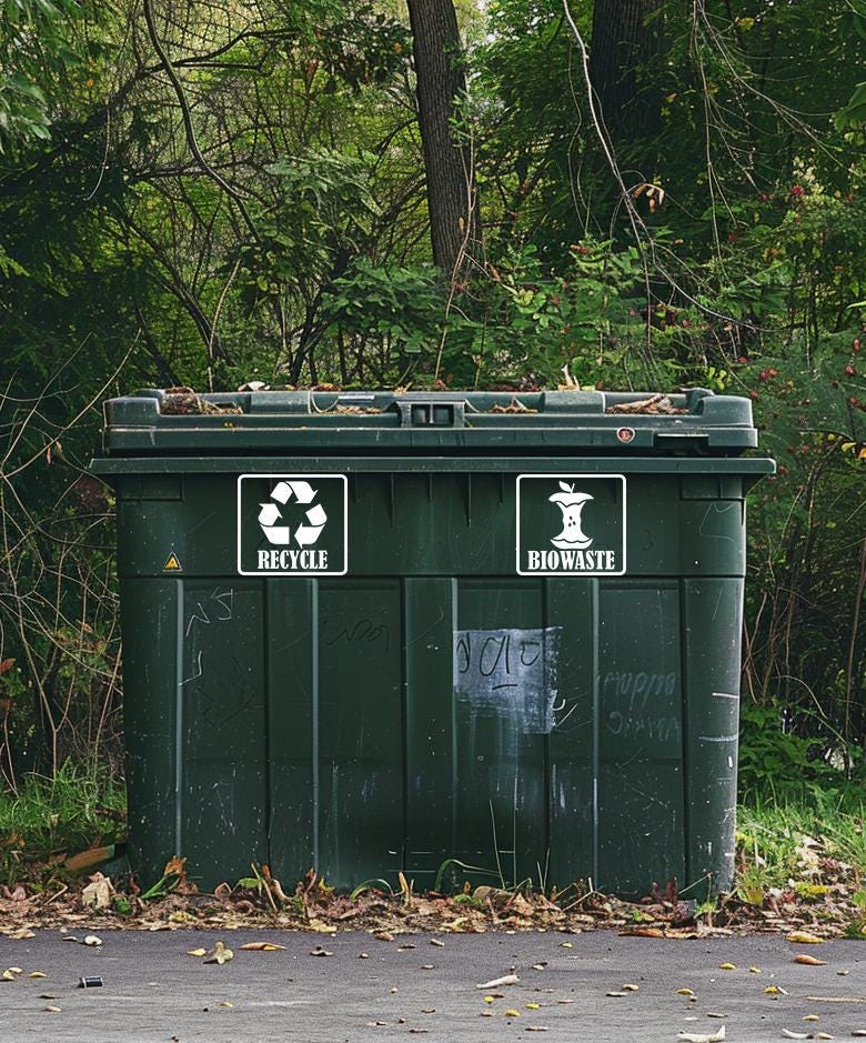 Trash, Recycling, Biowaste Decals | Waste Bin Labels, Recycle, Organics ...