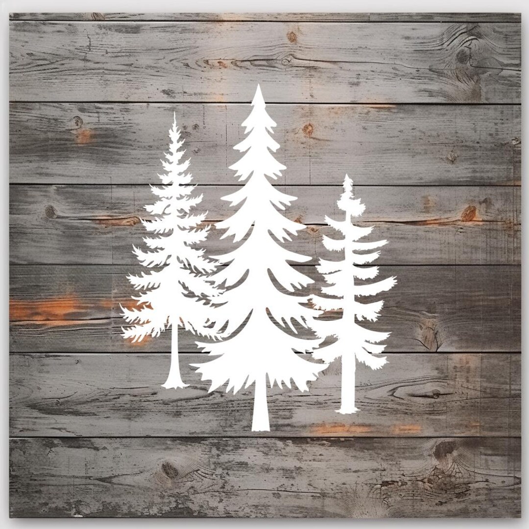 Pine Trees Decal | Adventure Sticker | Group of Three Trees Vinyl Decal ...