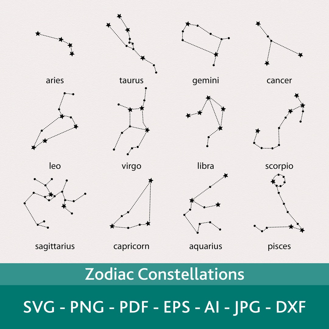 Zodiac Constellations SVG Bundle: Horoscope Designs (digital Download ...