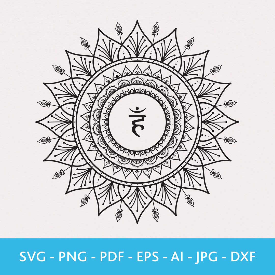 Throat Chakra Mandala SVG, Chakra SVG Files, Mandala PNG Files, Clipart ...