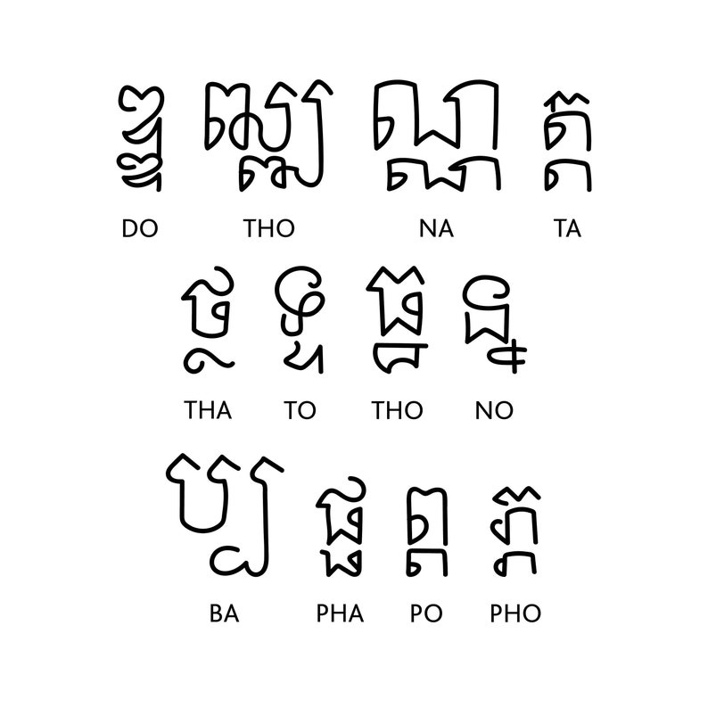 Khmer Alphabet Svg Cut File Cricut Hand Drawn - Etsy