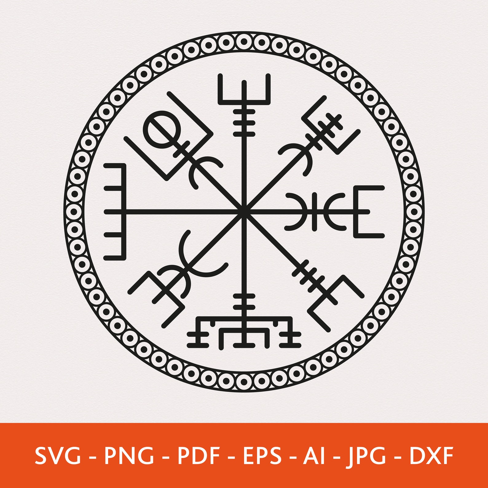 Vegvisir Viking Compass Symbol SVG: Mystical Talisman Sigil Clipart ...