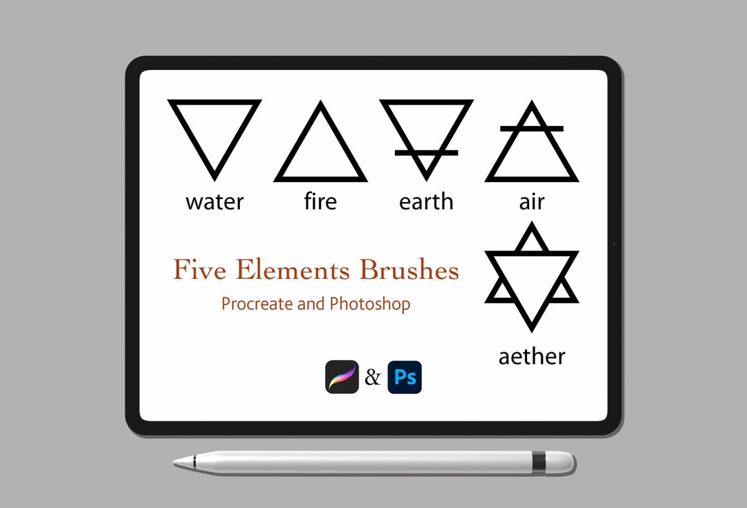 Five Element Procreate Brushes, Photoshop Brushes, Air Brush, Fire ...