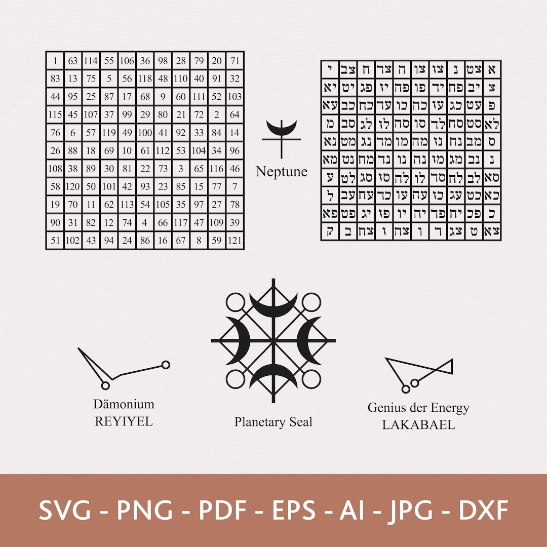 Qamea & Sigils of Neptune Vector Symbol Set: Occult Esoteric Celestial ...