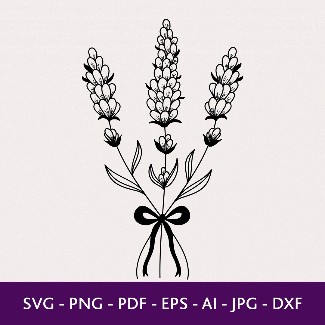 Lavender Bouquet SVG Flower Png Hand Drawn Lavender Svg - Etsy