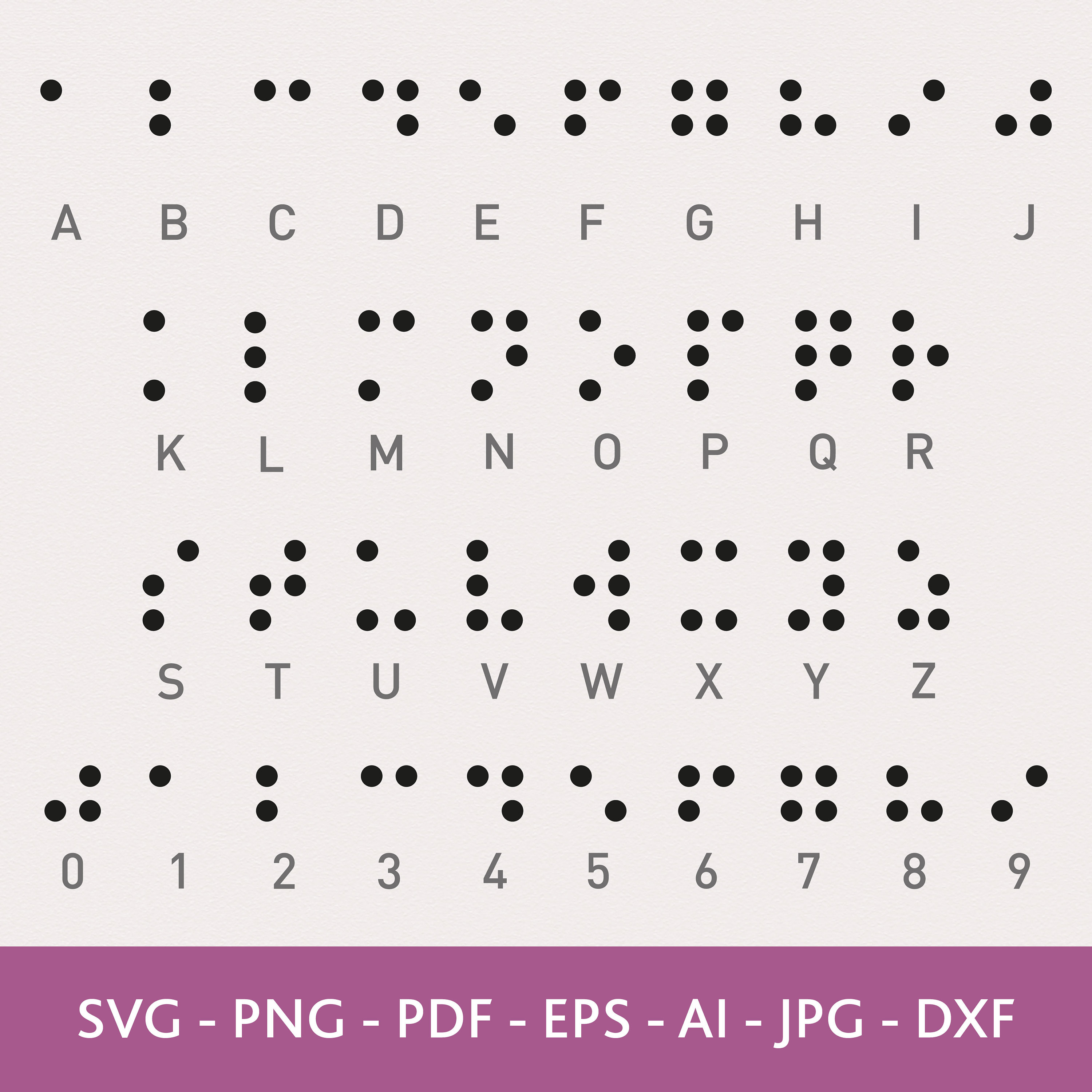 Alfabeto Braille Svg Letras Braille Svg Números Braille Svg - Etsy España