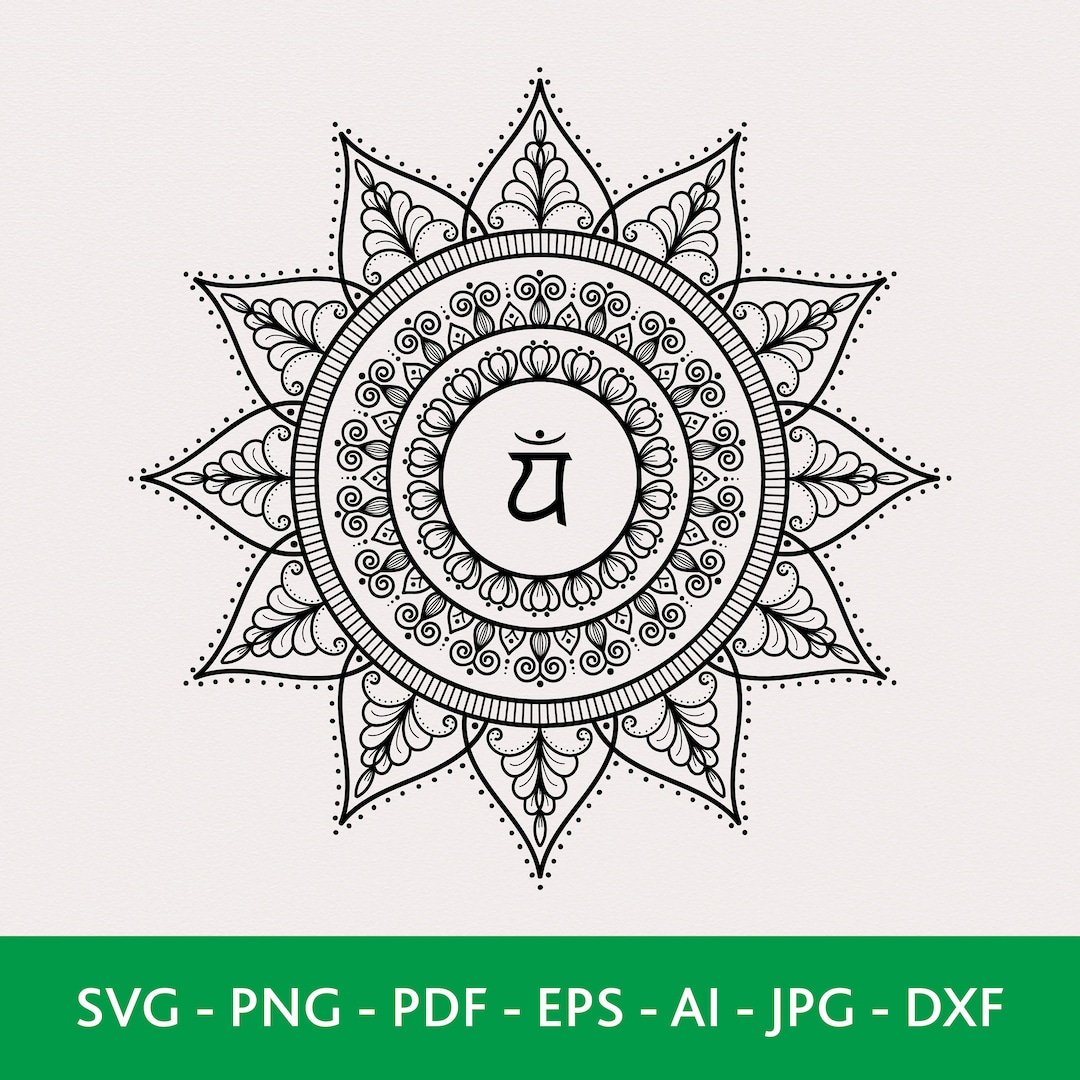 Heart Chakra Mandala SVG: Hand-drawn Art Print Designs (digital ...