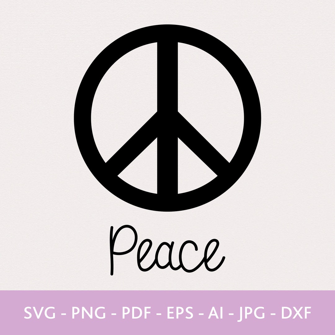 Peace Sign SVG Clipart: Hand Drawn Laser Cut Files (digital Download ...