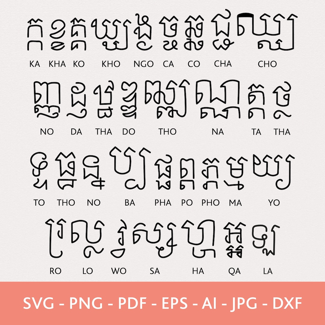Khmer Alphabet Vector Letter Set — NOT a Font (No TTF/OTF) (Digital ...