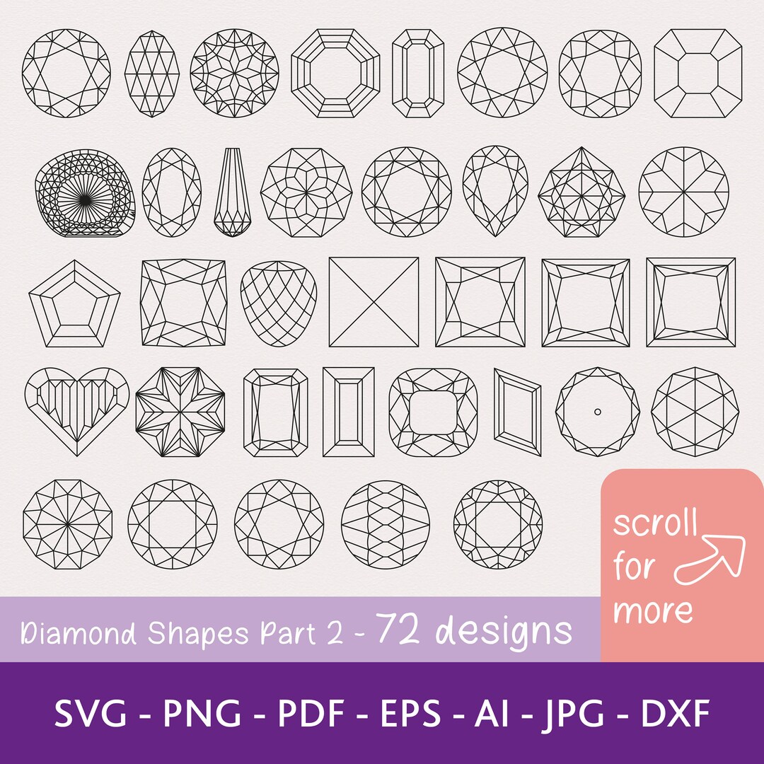 Diamond Shape Svg Bundle Part 2, Gems SVG, Vector Cut File Cricut ...