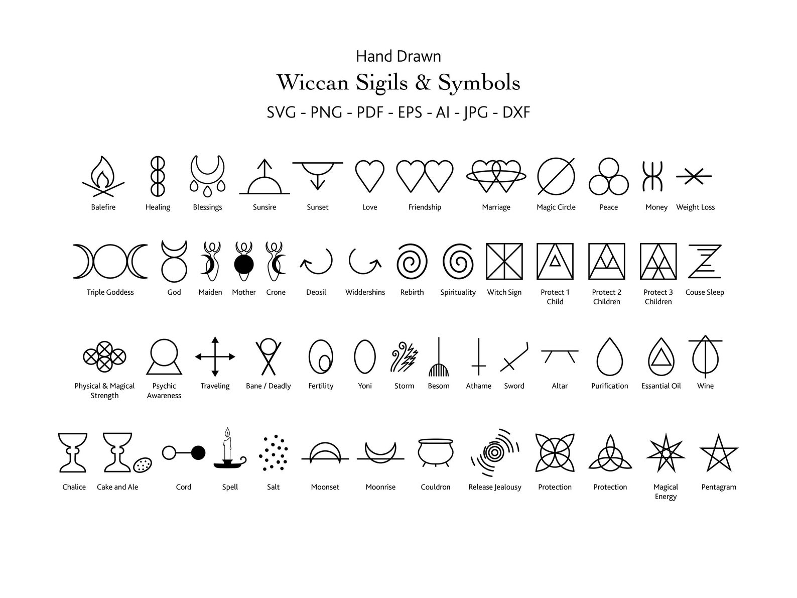 Wicca Symbols Svg Pagan Symbols Triple Moon Friendship Svg - Etsy Wicca Symbols Svg Pagan Symbols Triple Moon Friendship Svg - Etsy
