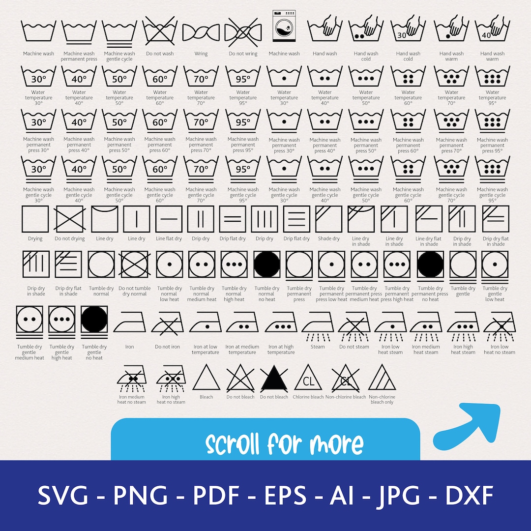 Laundry Symbols Svg Bundle, Clothing Size Symbols Svg, Washing Svg ...