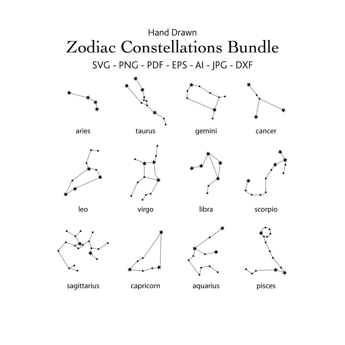 Zodiac Constellations Svg Bundle Horoscope Png - Etsy