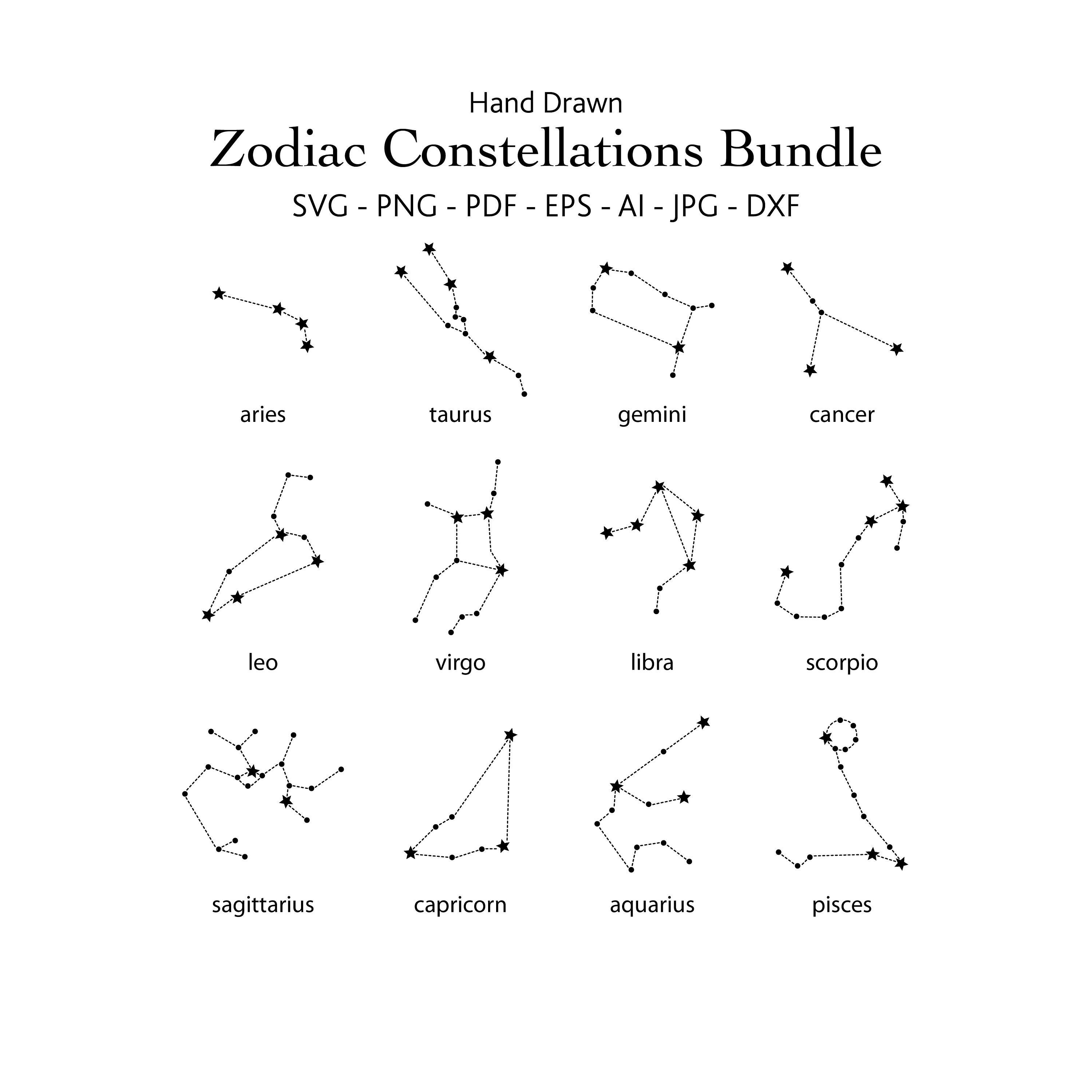 Zodiac Constellations Svg Bundle Horoscope Png - Etsy