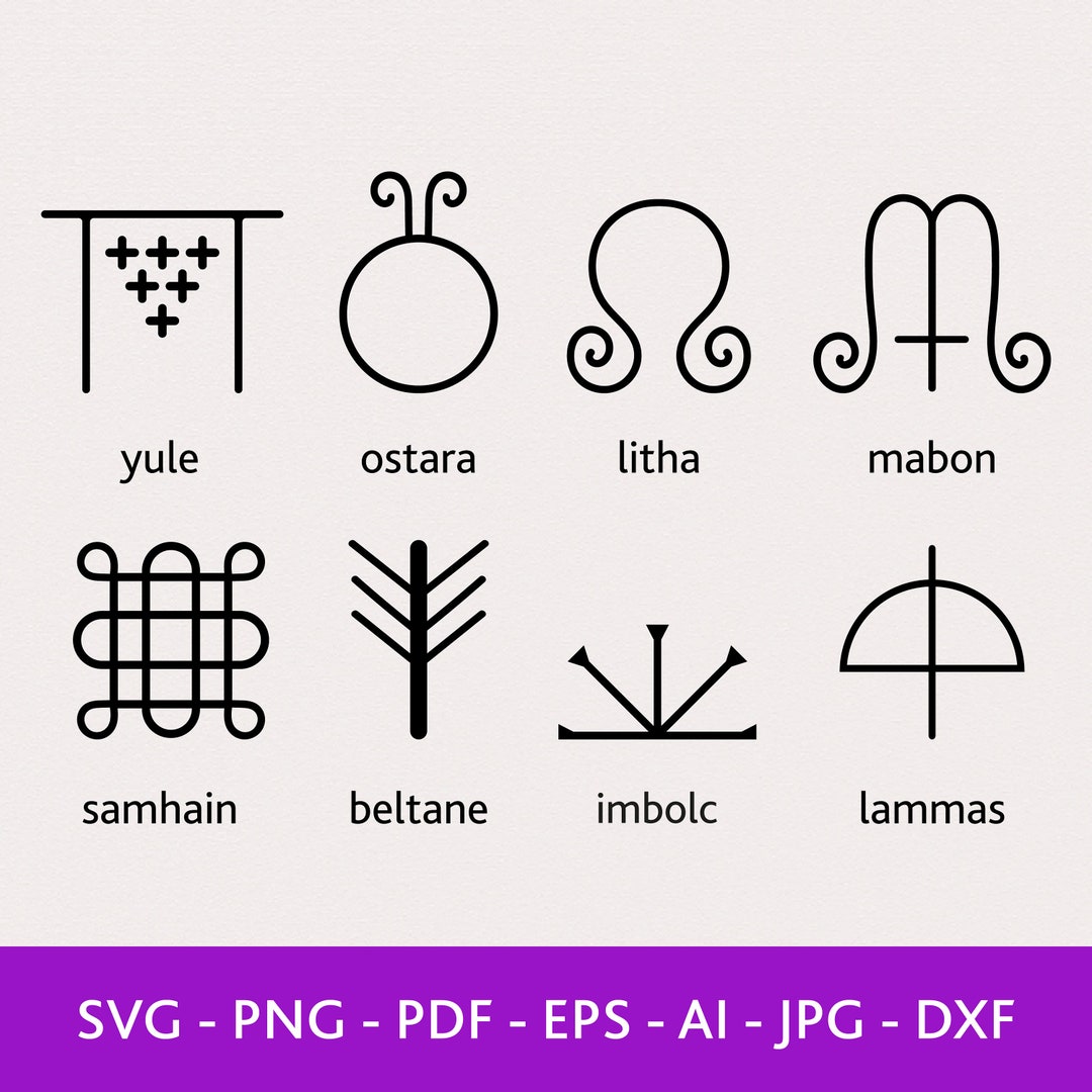 Wicca Seasons Symbols SVG Bundle: Pagan Witchy Ritual Talisman Icons ...