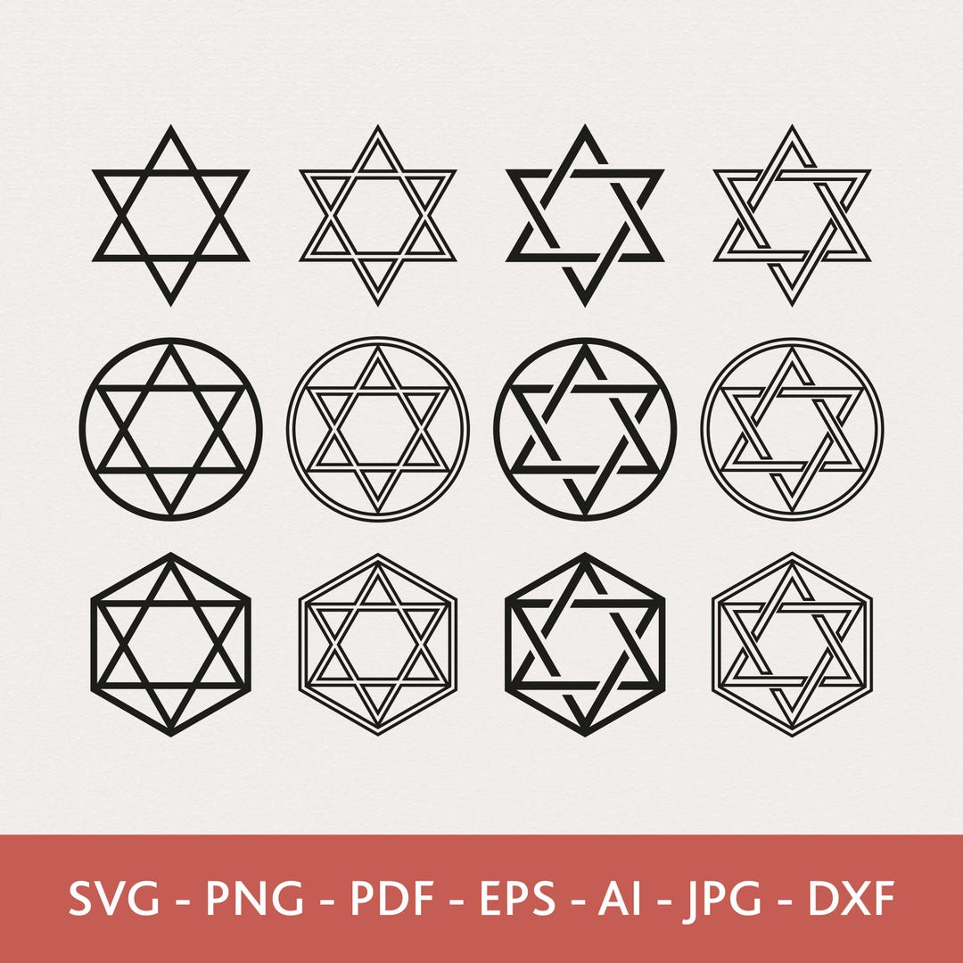 Star of David Hexagram Vector Symbol Set: Minimal Talismanic Spiritual ...