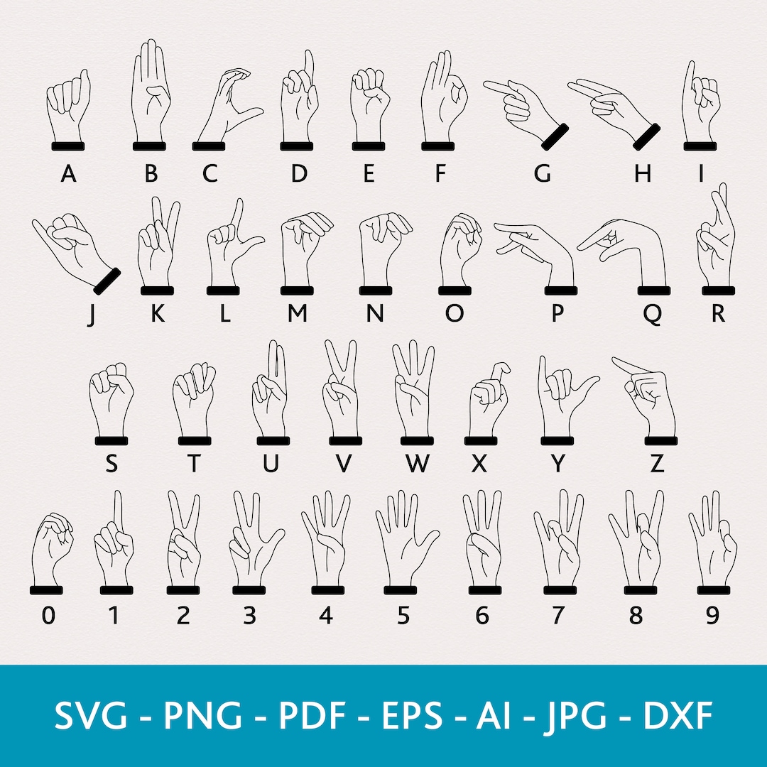 ASL Alphabet SVG, American Sign Language Alphabet, ASL Numbers - Etsy