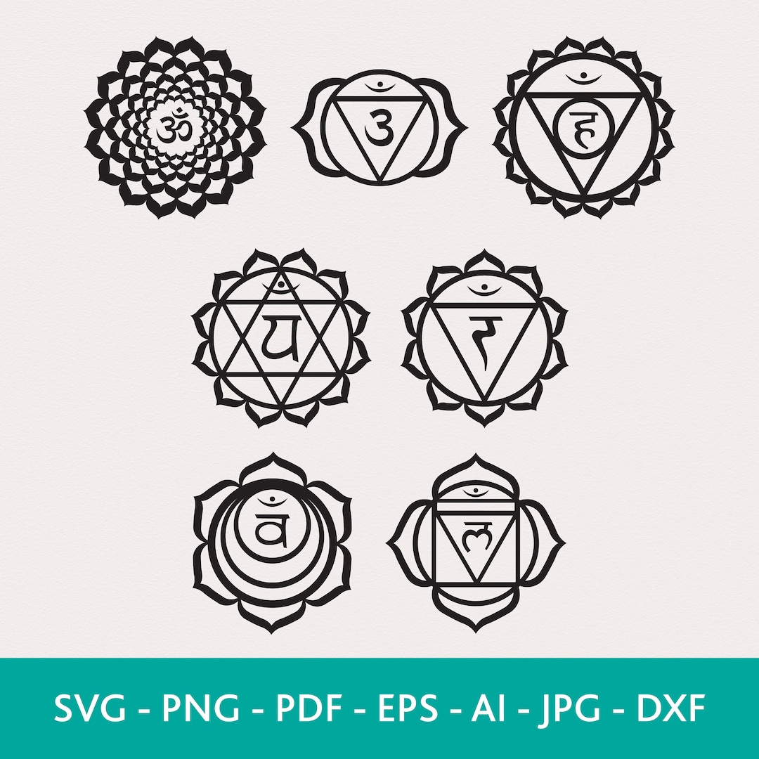 7 Chakra Symbols SVG Bundle: Boho Yoga Line Art, Laser Cut, Cricut ...