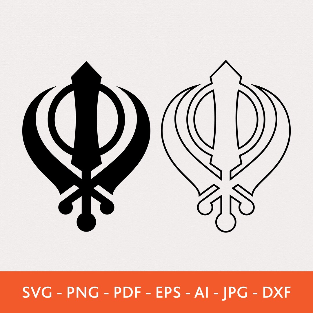 Khanda Symbol Vector Icon Set: Sikh Spiritual Emblem Clipart (digital ...