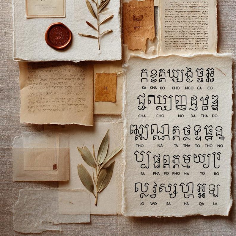 Khmer Alphabet Vector Letter Set — NOT a Font (No TTF/OTF) (Digital ...