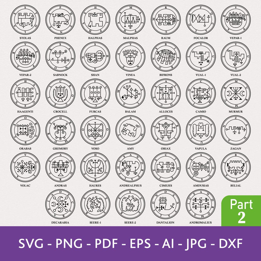 Ars Goetia Demon Sigils SVG Bundle Part 2: Magic Amulet Talisman ...