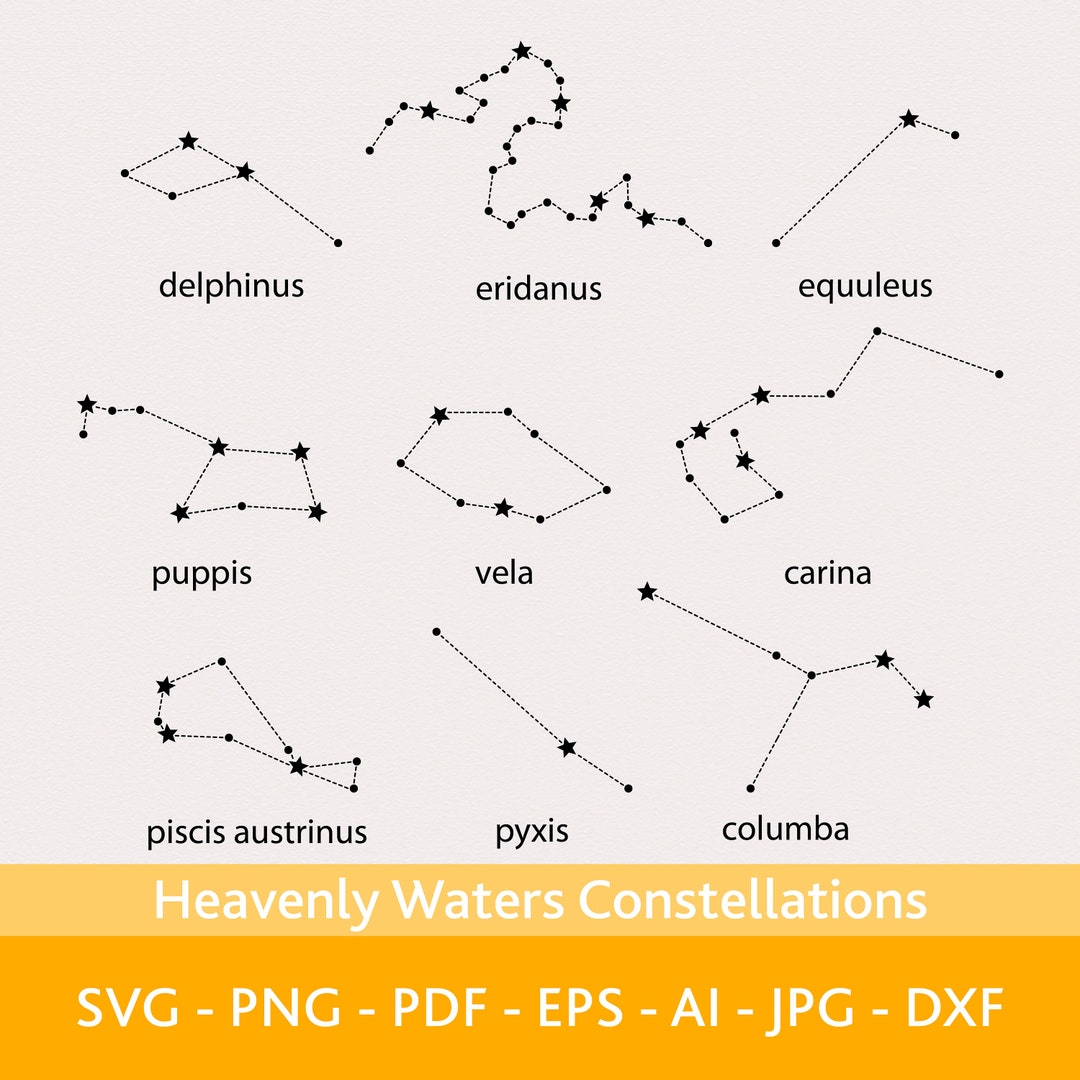 Heavenly Waters Constellations SVG Bundle: Water-themed Star Maps ...