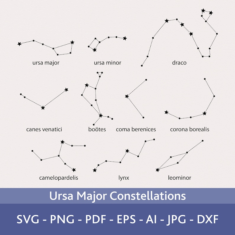 Ursa Major Constellations SVG Bundle: Northern Star Map, Cricut and ...