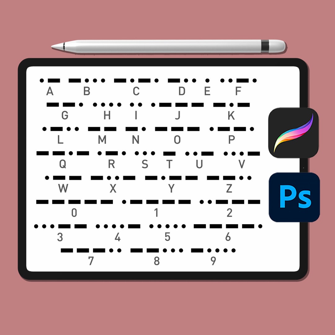 Procreate Mors Code Brushes, Mors Code Numbers Brushes, Procreate ...