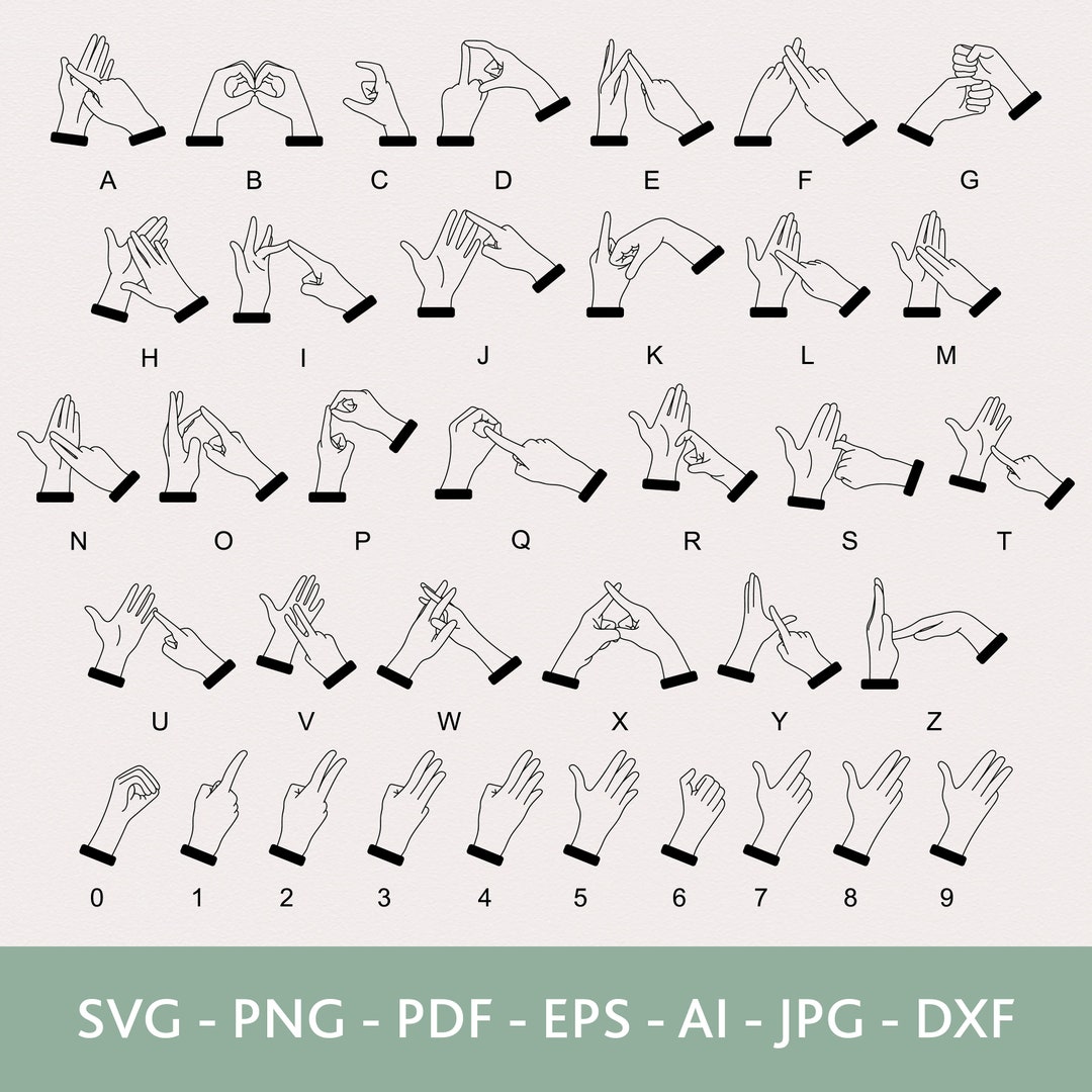 BSL Alphabet & Numbers SVG: British Sign Language Fingerspelling ...