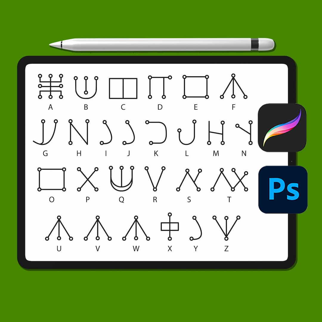 Malachim Alphabet Procreate Brushes, Pagan Alphabet Stamps, Witch's ...