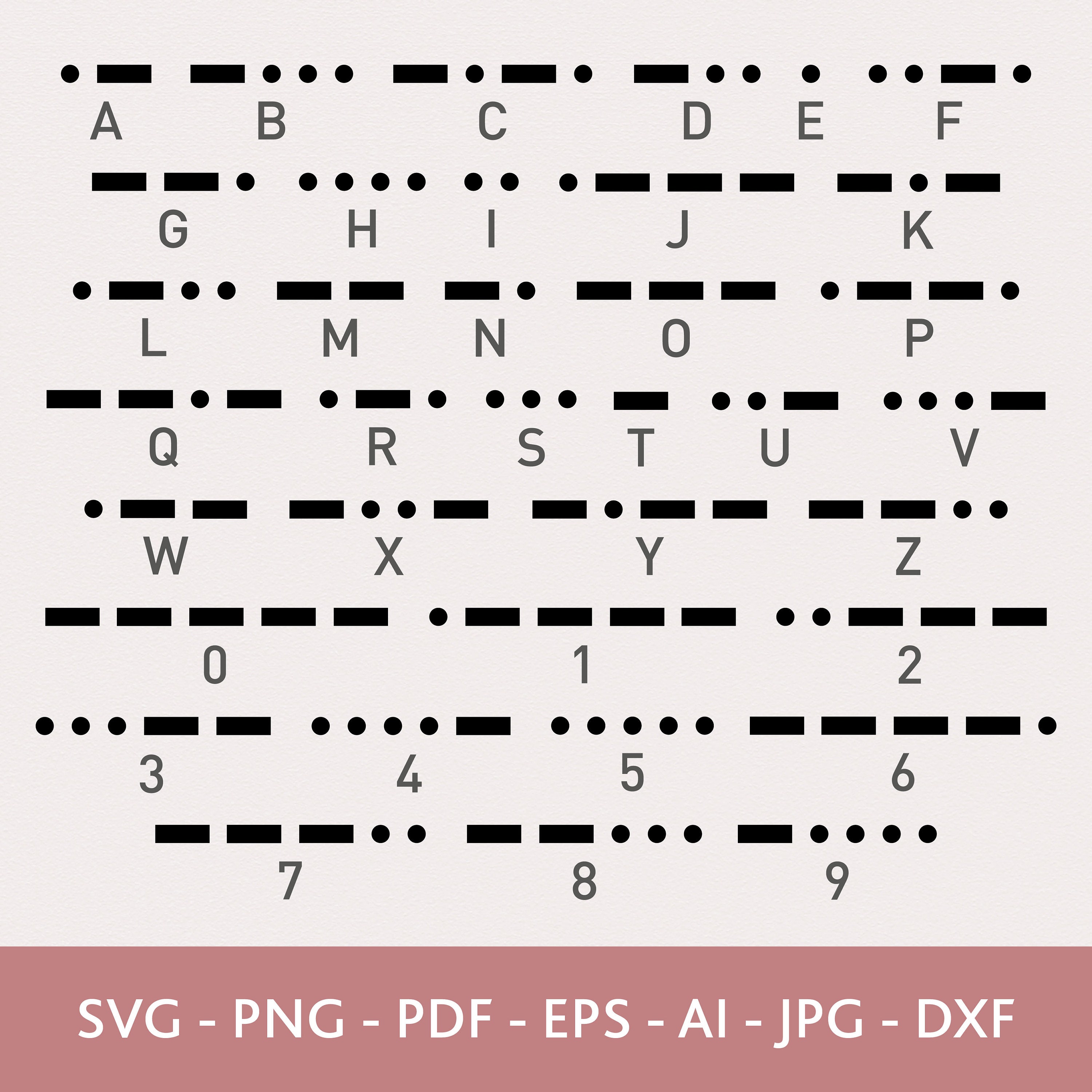 Morse Code Alphabet & Numbers SVG: Cricut, CNC Cut Files (digital ...