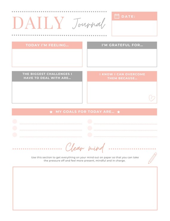 Daily Journal Sheet DIGITAL DOWNLOAD Goodnotes Compatible - Etsy