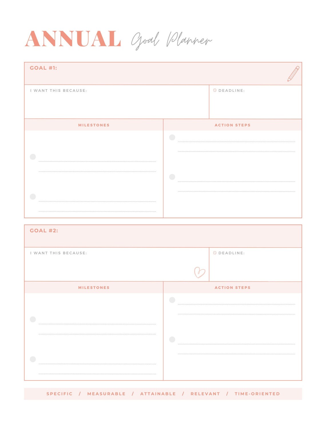 Goal Planner Sheets Digital Download Goodnotes Compatible, Notability ...