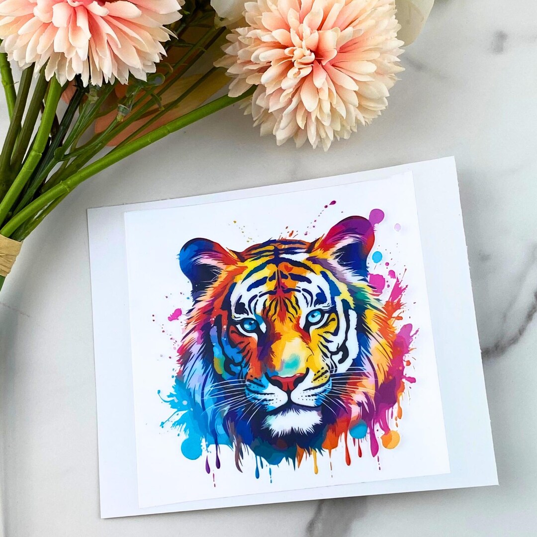 Tiger UV DTF Decal, Tiger Sticker, Cute Tiger, Watercolor Tiger, Uv Dtf ...