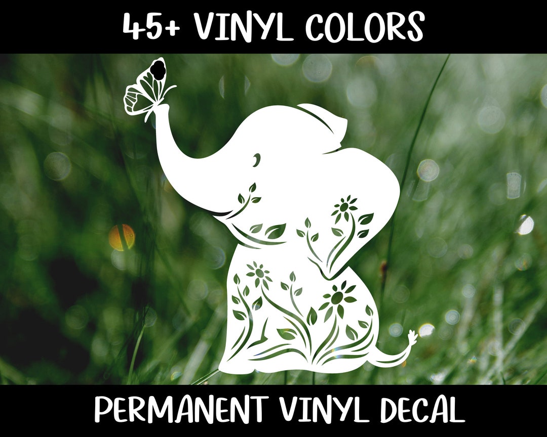 Elephant Vinyl Decal, Car Decal, Laptop Decal, Water Bottle Decal ...